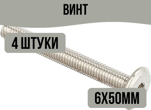 Винт M6 x 4 шт - купить по выгодной цене в интернет-магазине OZON (1600511284)