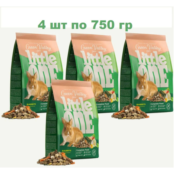 Сухой корм для кроликов Little One "Зеленая долина" из разнотравья 4шт ...