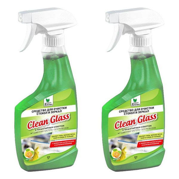 Clean&Green Спрей для стекол и зеркал С нашатырным спиртом, 500мл,2шт ...