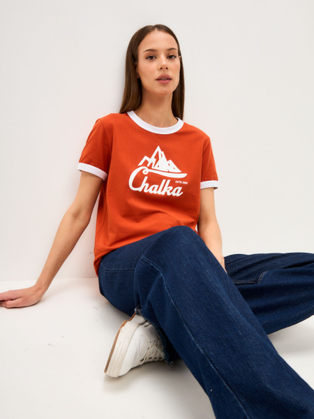 Футболка Chalka, размер 44, цвет терракотовый, 92% хлопок, 8% эластан ...