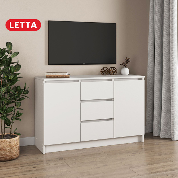 Комод LETTA City Plus_Белое тиснение, 105x35x67 см, 3 ящ. купить c ...