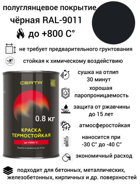 Эмаль CERTA КО термостойкая Быстросохнущая, Гладкая ...