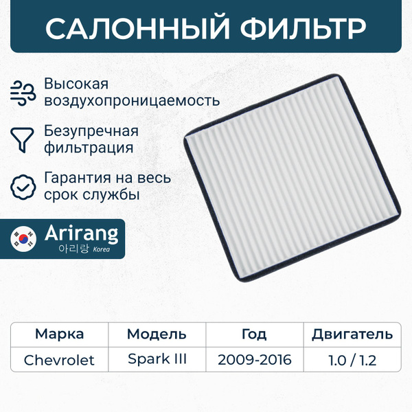 Фильтр салона Chevrolet Spark, Шевроле Спарк / OEM 95947238 купить на ...