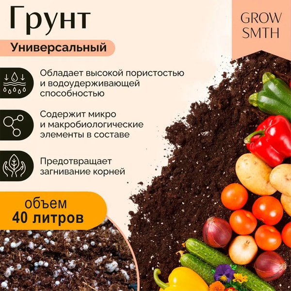Земля, грунт универсальный для рассады, комнатных цветов и растений 40 ...