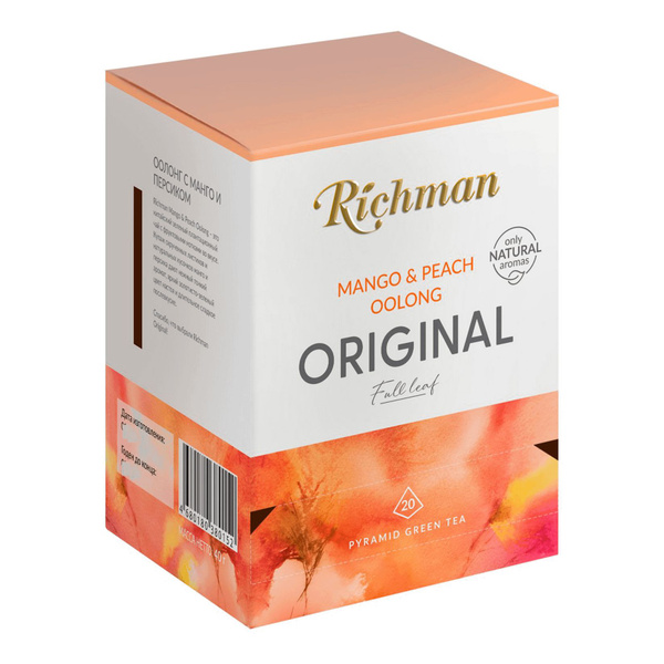 Чай зеленый Richman Original Оолонг с манго и персиком в пакетиках 2 г ...