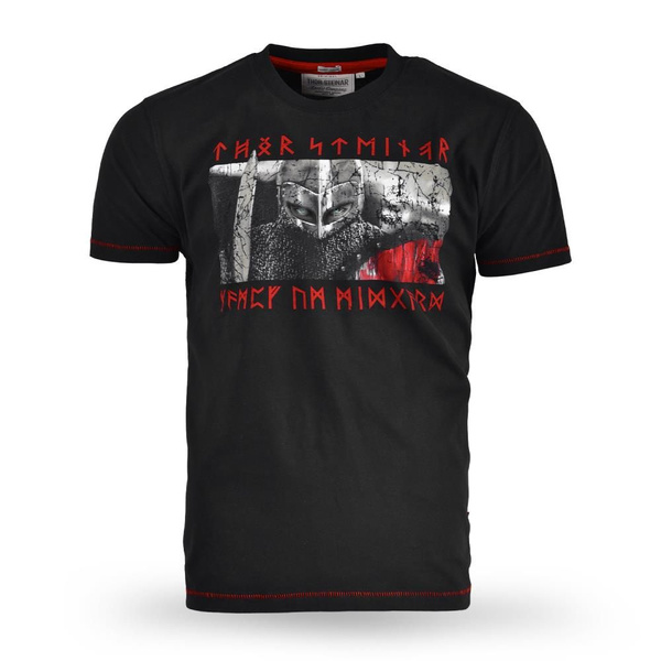 Футболка Мужской Thor Steinar черный, размер 56 Хлопок Орнамент, Этнический прямой Повседневный ...