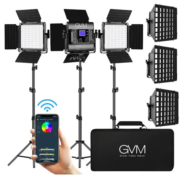 GVM 800D RGB,Комплект светодиодных панелей мощностью 40 Вт со штативом ...