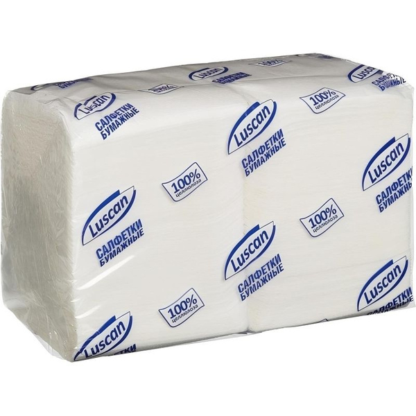 Бумажные салфетки Luscan "Profi", 1 слой, 24х24 см, белые, 400 шт ...