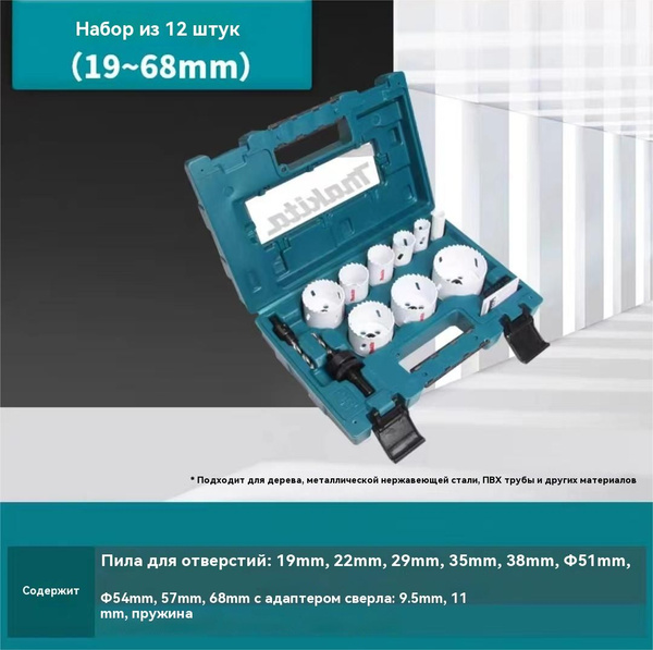 Набор Bi-M коронок и адаптеры Makita D-63987 - купить с доставкой по ...