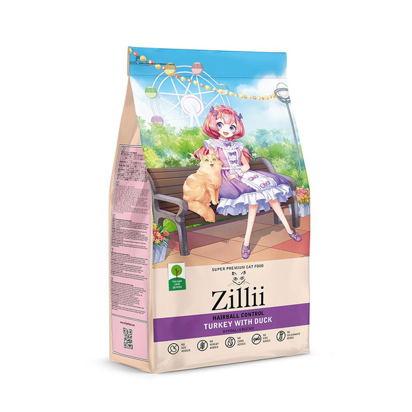 Корм сухой для кошек контроль образования комочков шерсти в желудке, гипоаллергенный ZILLII ...
