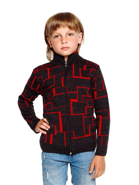 Кардиган Мальчики Тристайл антрацитовый Шерсть, Акрил, размер 140 ...