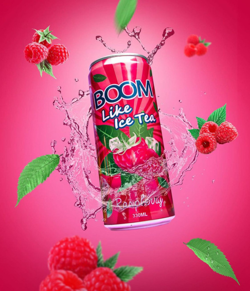 Энергетический напиток Boom Raspberry 330 мл. по 12 шт. - купить с ...