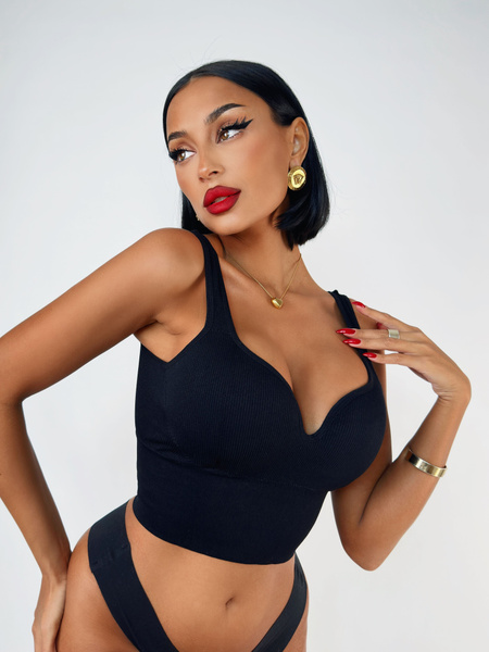 Бюстгальтер Женский Amearmon без косточек, бесшовный, размер 46 черный Нейлон, Эластан Вечерний ...