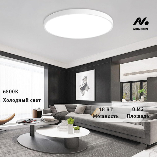 Светодиодный потолочный светильник, 18 Вт, 6500К, на кухню, в спальню ...