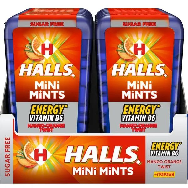 Леденцы HALLS Mini Mints без сахара с Mango-Orange Twist манго-апельсин ...