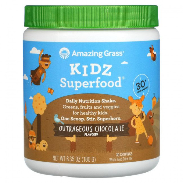 Amazing Grass, Kidz Superfood, со вкусом Невероятный шоколад, 180 г ...