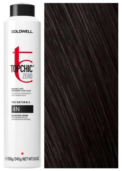 Goldwell TOPCHIC ZERO 4N Средне-коричневый Безаммиачная стойка краска ...