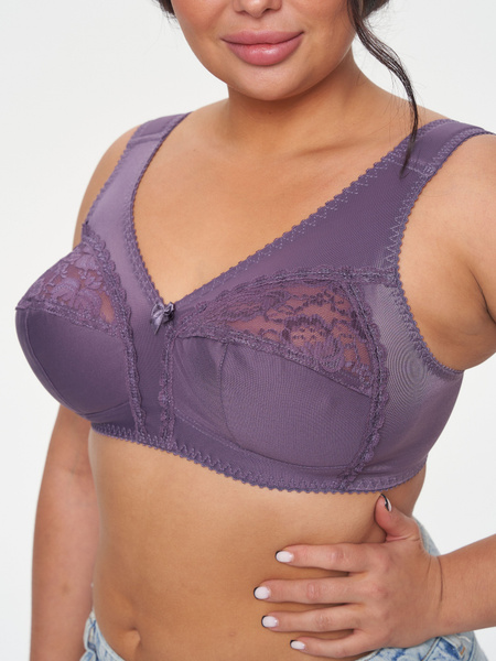 Бюстгальтер Женский AMITEYA мягкая чашка без каркаса, без косточек, размер 100G темно-фиолетовый ...