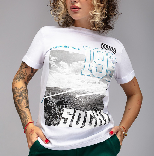 Футболка Женский KyKy wear белый, размер 42 Хлопок свободный Россия купить c доставкой на OZON ...