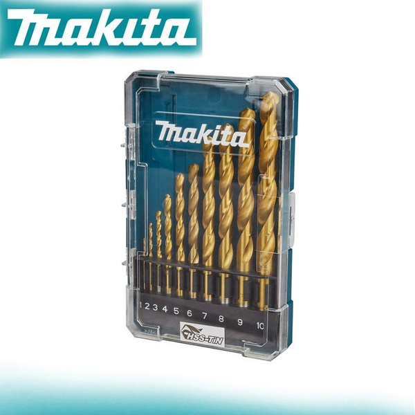 Makita D-72849 Набор сверл по металлу HSS-TiN 10 шт Прочный стальной ...