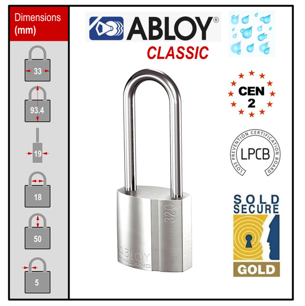 ABLOY PL321/50С (CLASSIC) с дужкой 50мм. Навесной замок для трейлеров ...