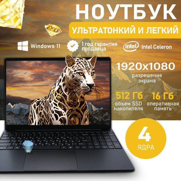 Ноутбук 5095/16+256ALLBLACK Intel Celeron N5095A 16 ГБ 16 ГБ, черный ...