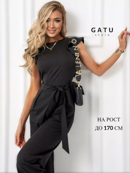 Комбинезон Женский GATU Store, размер 40, рост 170 черный На любой сезон с брюками Вечерний ...