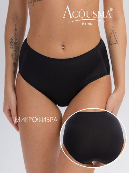 Трусы Женский Acousma макси, слипы Микрофибра, Нейлон черный, размер 50 Высокая Китай ...