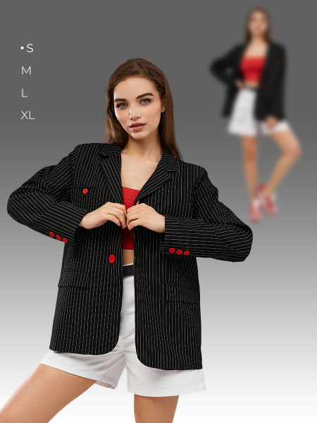 Пиджак Женский SimpleCode черный, размер 42 Карманы Длинный Вечерний/праздничный/выпускной ...