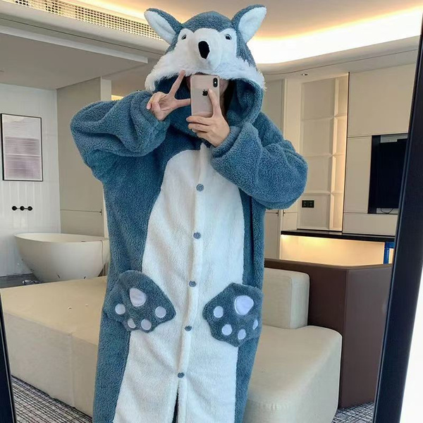 Кигуруми Женский MOOCIE, размер 46, 48 разноцветный Зима Карманы Домашний Лавсан, Корал-флис Без ...