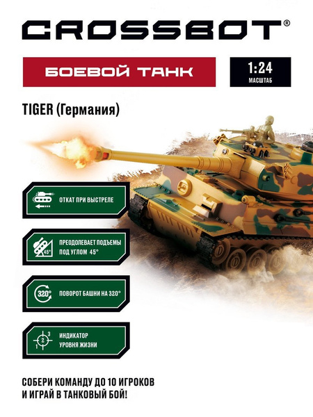 Танк 1:24 на пульте управления Crossbot Tiger 870627 купить на OZON по низкой цене (465337522)
