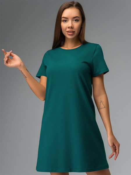 Туника Женский Happyfox Повседневный Короткий Кулирная гладь изумрудный, размер 56 Россия ...