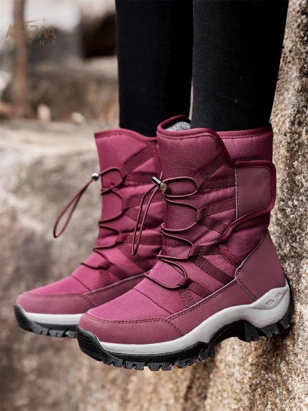 Полусапоги Мужской, Женский KERNA, размер 37 винно-красный Зима Без каблука Китай Шнуровка ...