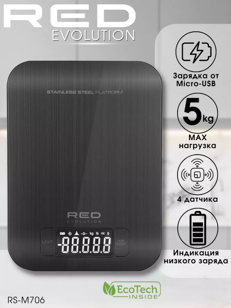RED solution Электронные кухонные весы RS-M706, черный, серый купить на OZON по низкой цене ...