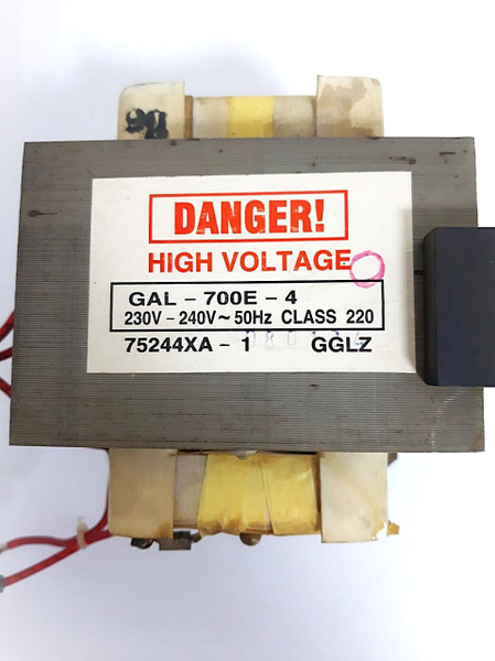 Характеристики Трансформатор для микроволновой печи СВЧ GAL- 700E-4 230V - 240V 50 Hz Class 220 ...