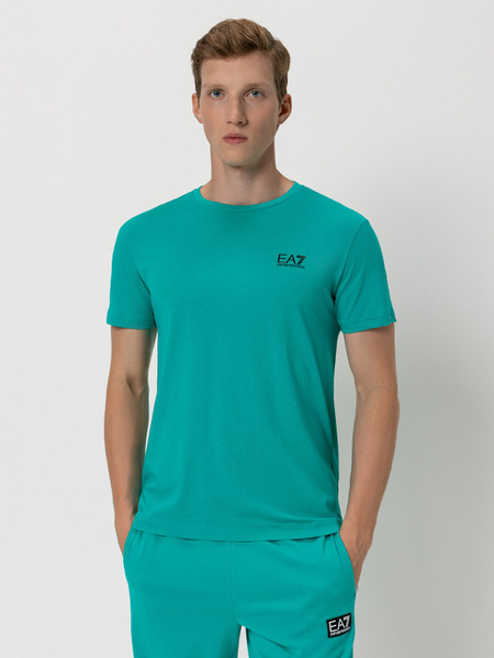 Футболка Мужской EA7 зеленый, размер 54, 56 Хлопок Логотип Повседневный Камбоджа купить c ...
