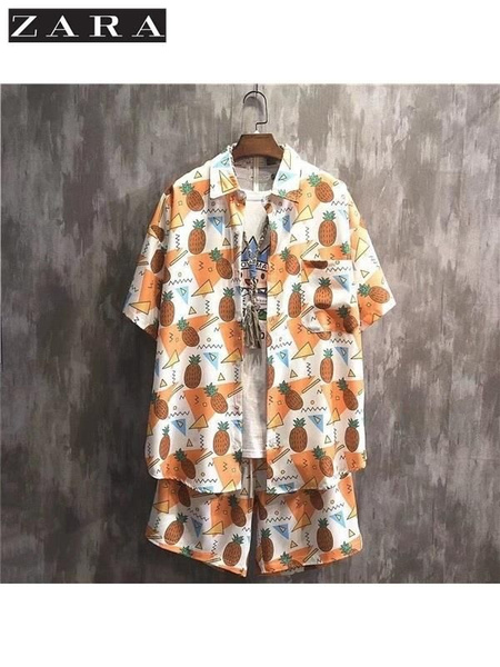 Комплект одежды Мужской Zara двойка, с шортами желтый, размер 46 Политекс Разноцветный, рост 155 ...