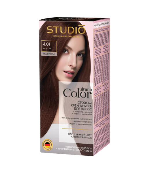 Studio Ultima Color краска для волос 4.01 каштан, 50/50 купить на OZON ...