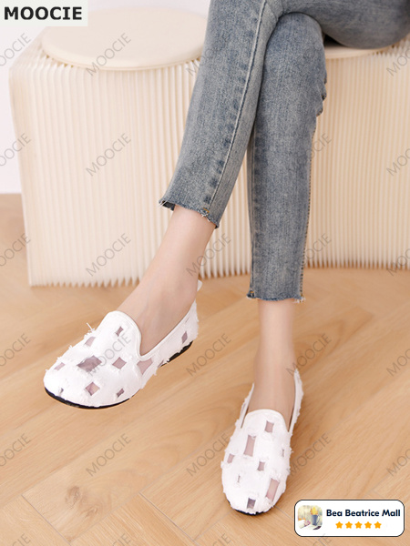 Мокасины Женский MOOCIE белый муар, размер 43 Без застёжки Демисезон купить c доставкой на OZON ...