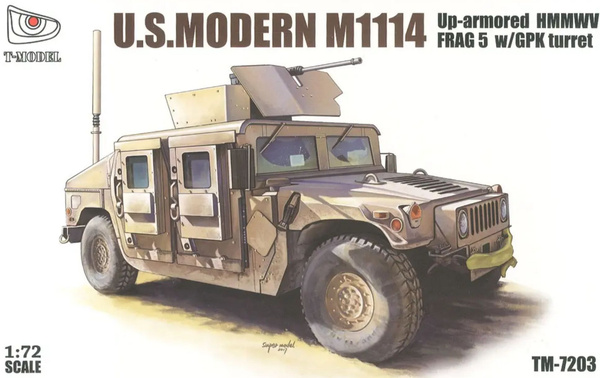 T-Model TM7203 1/72 U.S. M1114 HMMWV FRAG5 w/GPK Turret Модель сборки ...