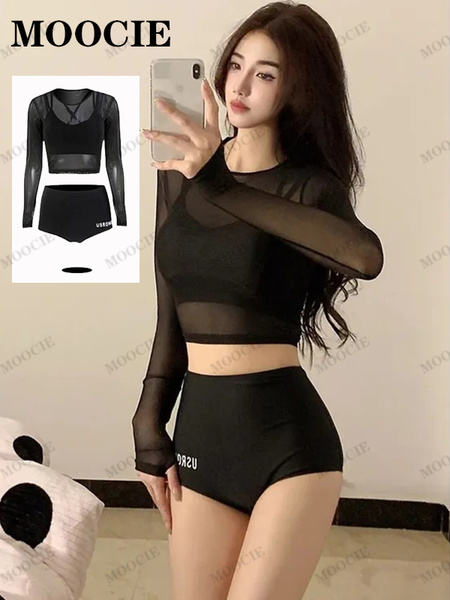 Купальник раздельный Женский MOOCIE черный Спортивный, размер 44 SUP-серфинг, Аквааэробика ...