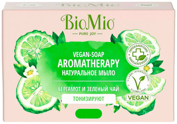 Мыло BioMio Pure Joy Vegan-Soap Aromatherapy Натуральное, бергамот и ...