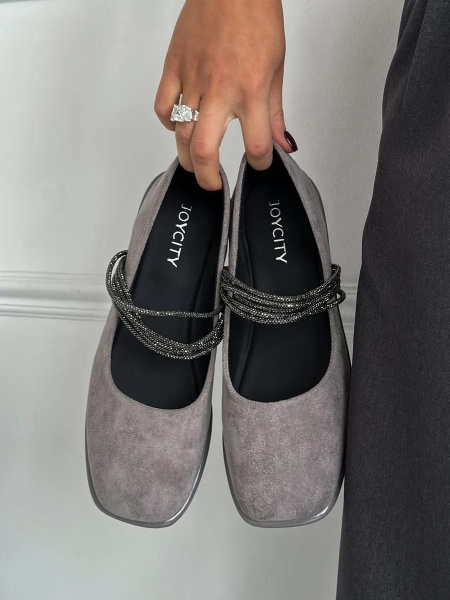 Балетки Женский JOYCITY Искусственная кожа, размер 39 6 Россия лодочки Блестки, Бисер Закрытый ...