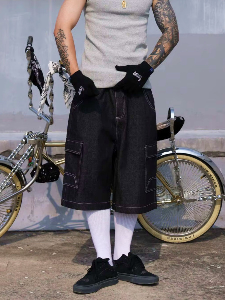 Шорты Мужской DLR&NN Повседневный черный, размер 46 Хлопок, Эластан оверсайз Средняя купить c ...