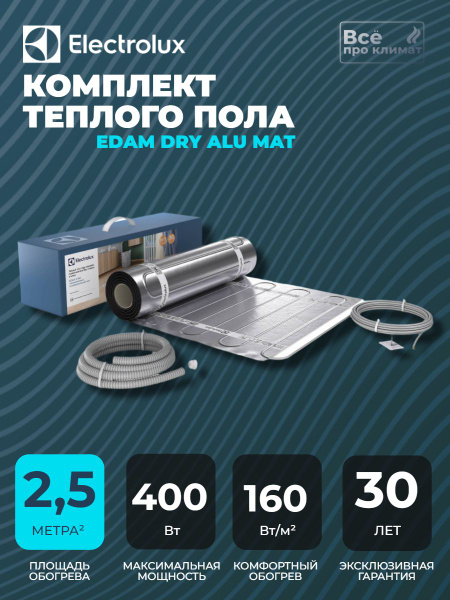 Мат Electrolux Dry Alu Mat EDAM 2-160-2,5 комплект тёплого пола, сухой ...