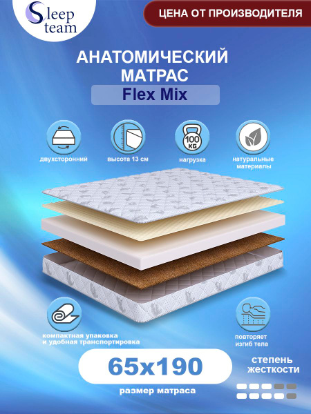 Матрас Sleepteam Flex-Mix, Беспружинный, 65x190 см купить c доставкой ...