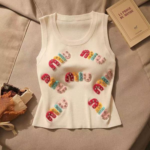 Майка Женский Miu Miu блестящий пурпурный бело синий размер 48 Хлопок Повседневный Китай