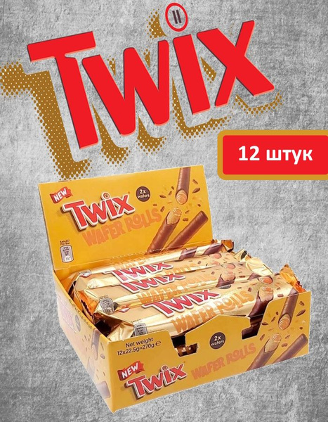 Шоколадный батончик Twix Wafer Rolls / Твикс Вафер Роллс 12 шт * 22,5 гр купить на OZON по ...