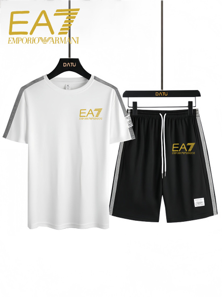 Костюм спортивный Мужской EA7 бело-серый, размер 50, 52 Лето купить c доставкой на OZON по ...