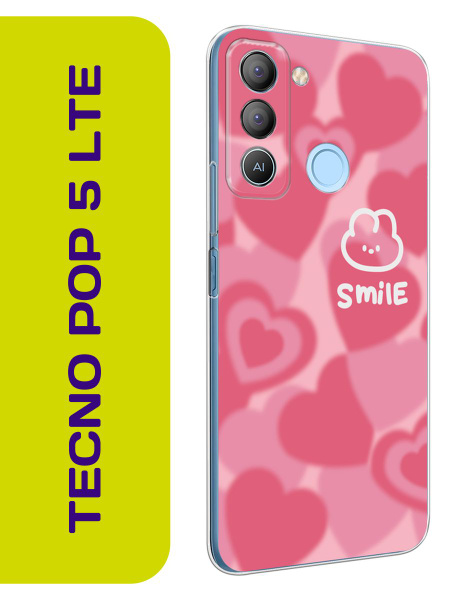 Чехол на Текно Поп 5 ЛТЕ / Tecno POP 5 LTE с принтом "Bunny smile" купить на OZON по низкой цене ...